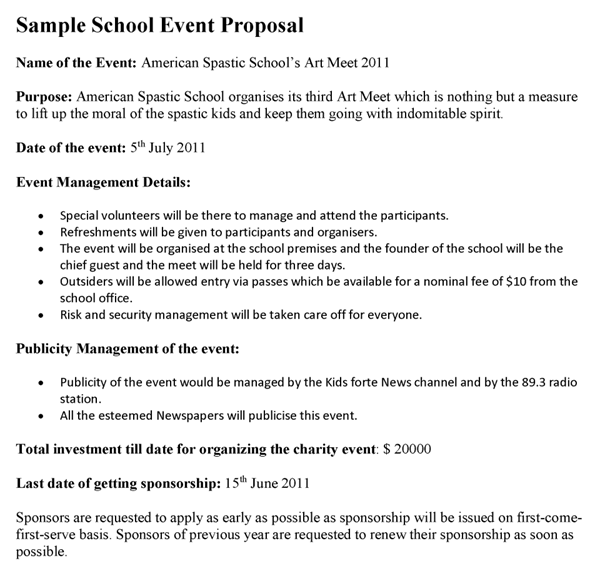 School Event Proposal Template School Event Proposal Template